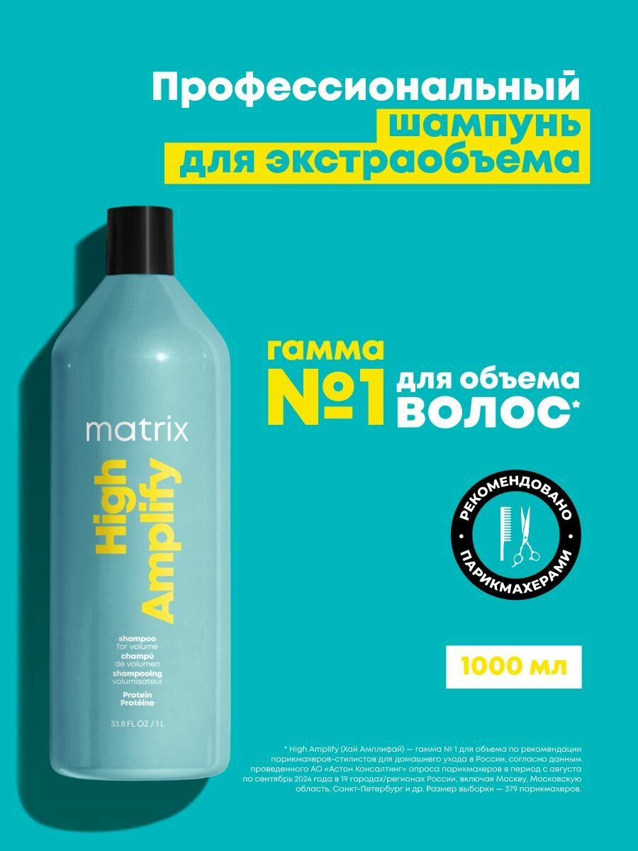 Matrix Профессиональный шампунь High Amplify для очищения жирных волос и объема у корней, 1000 мл