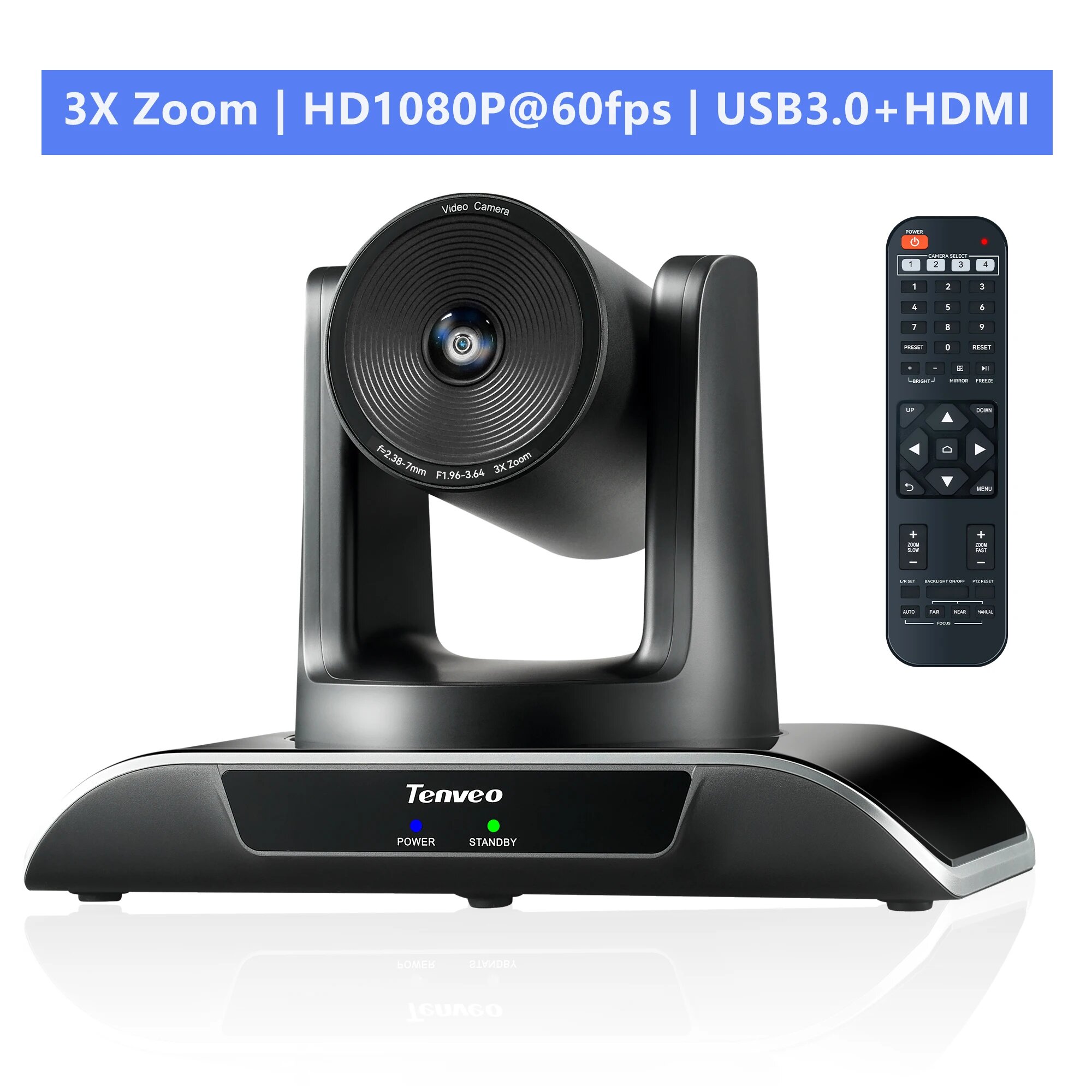Камера для конференц-залов Tenveo PTZ с оптическим зумом 20x/12x/3x USB3.0/HDMI/широким углом обзора 1080P 60FPS для видеоконференций бизнеса