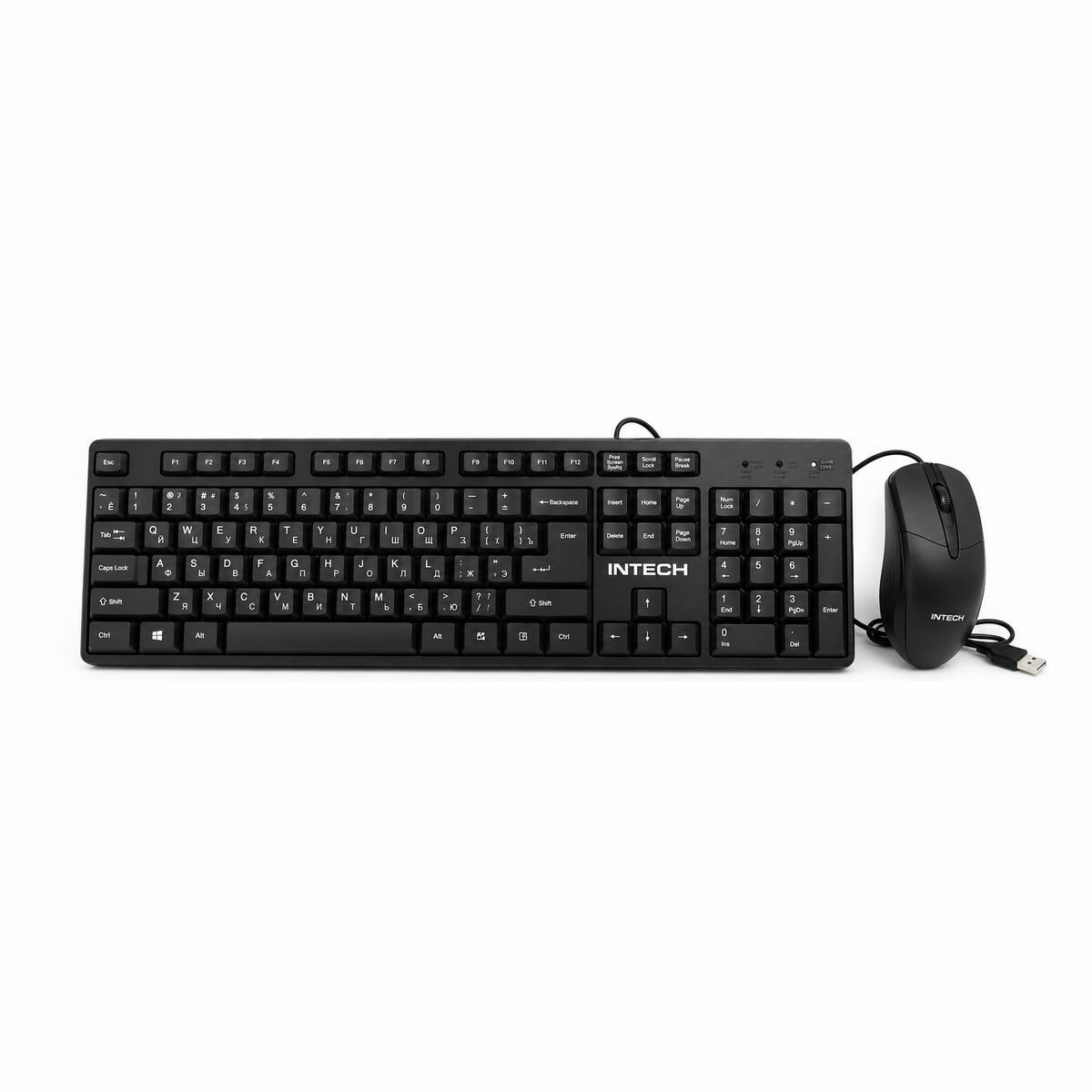 Комплект клавиатура+мышь, проводной, USB, русская раскладка, пластик, черный