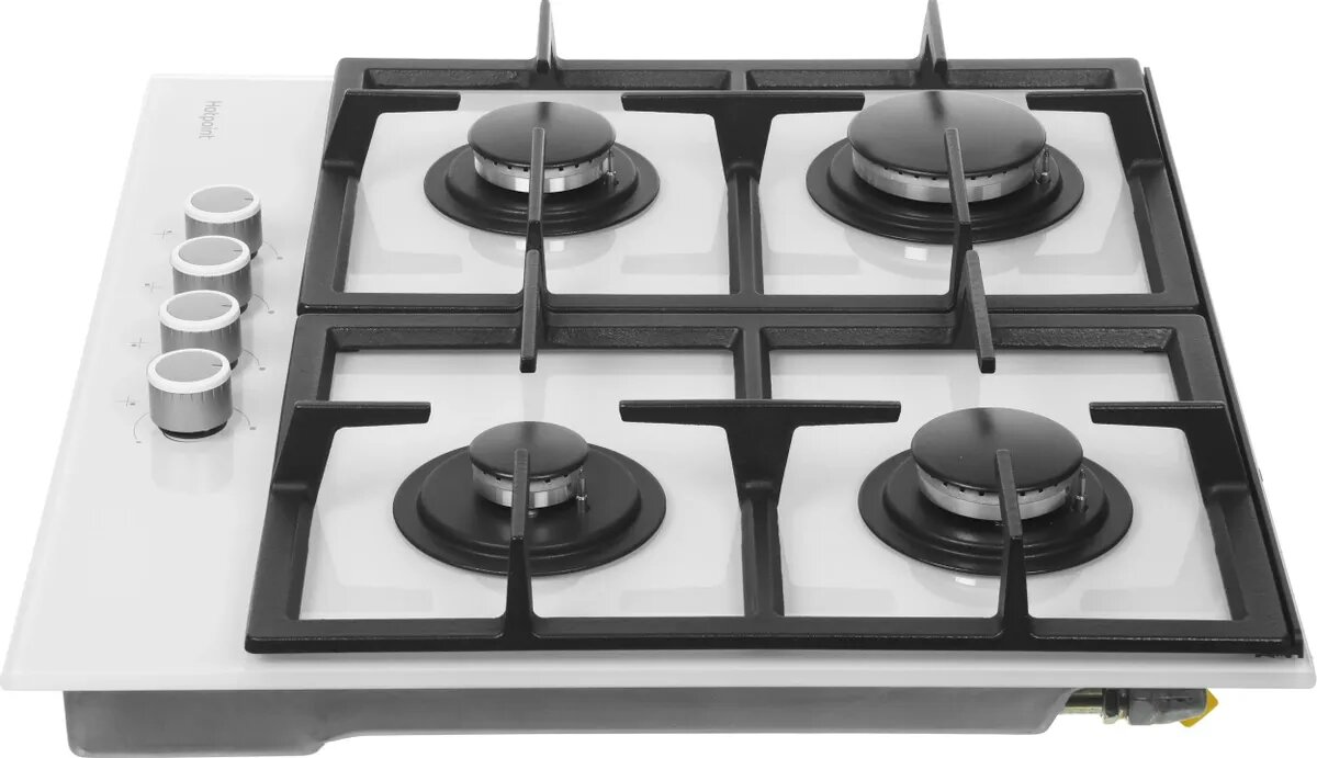 Газовая варочная панель HOTPOINT HG 61F/WH, 4 конфорки, закаленное стекло, белый