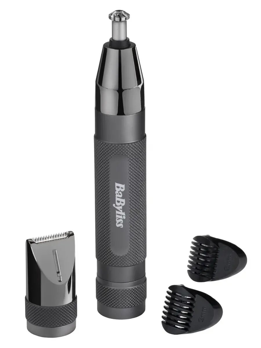 Триммер BaByliss Black Chrome E111E, для носа/бровей/ушей, нержавеющие лезвия, черный, 600 г