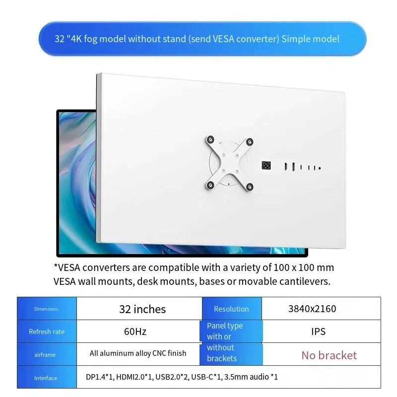Монитор LED kuycon P32UB 32 дюйма 4K60Hz UHD 3840*2160 HDR10 USB-C для MAC 100W HDR10 139PPI матовый экран Display CNC алюминий