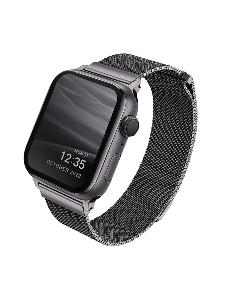 Ремешок UNIQ Dante для смарт часов Apple Watch 38 40 41 42 мм плетеный из нержавеющей стали, графит
