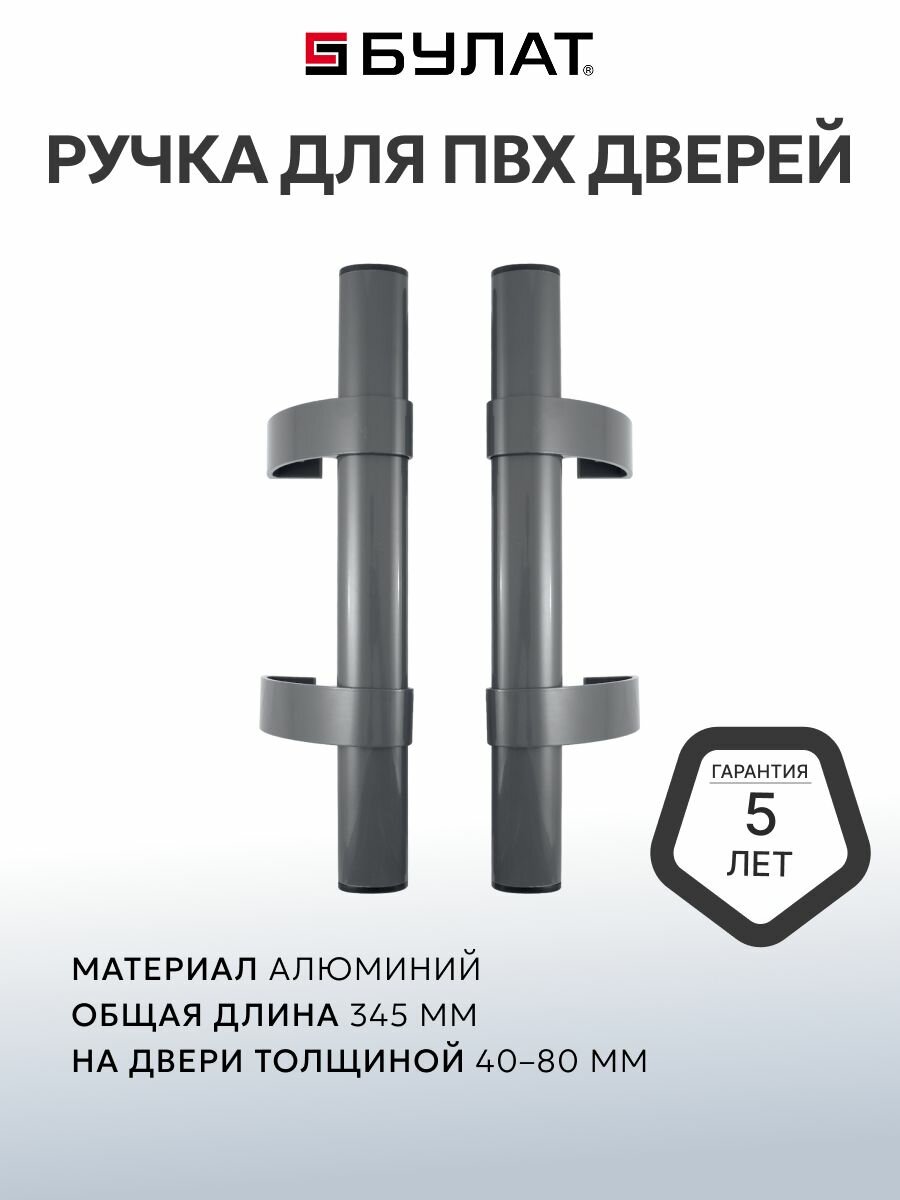 Ручка скоба для пвх дверей большая булат РС-03.345.7024 сер. графит