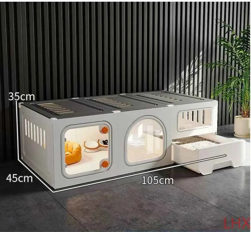Вольер Dogland для кошек, 105X35х45 см, пластиковый, светло-серый