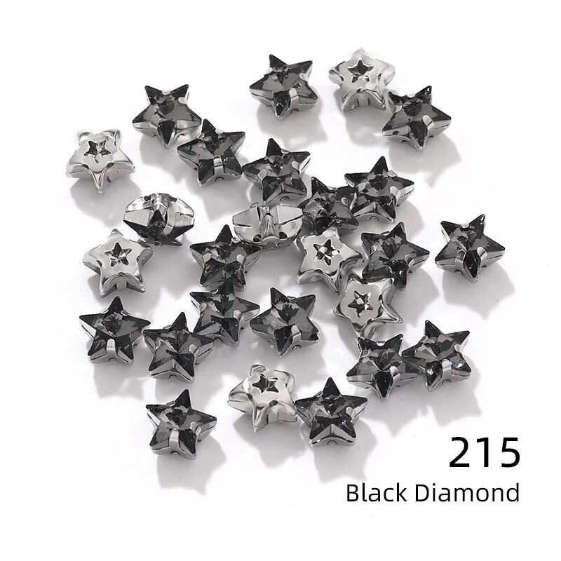 Стразы стеклянные звёзды Black Diamond 215, 10 мм, 50 шт.