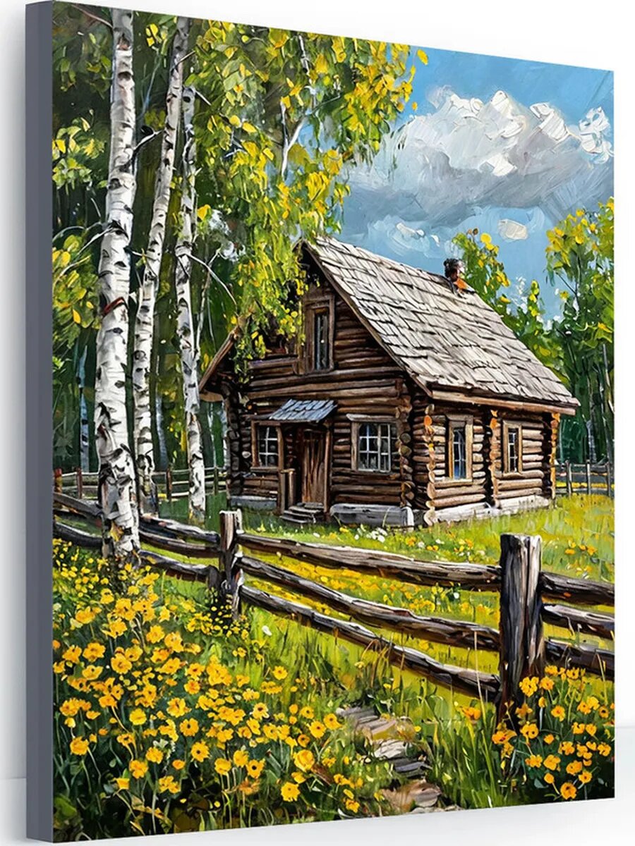 Картина на стену для интерьера "Домик в деревню", на подрамнике, 40 x 50 см