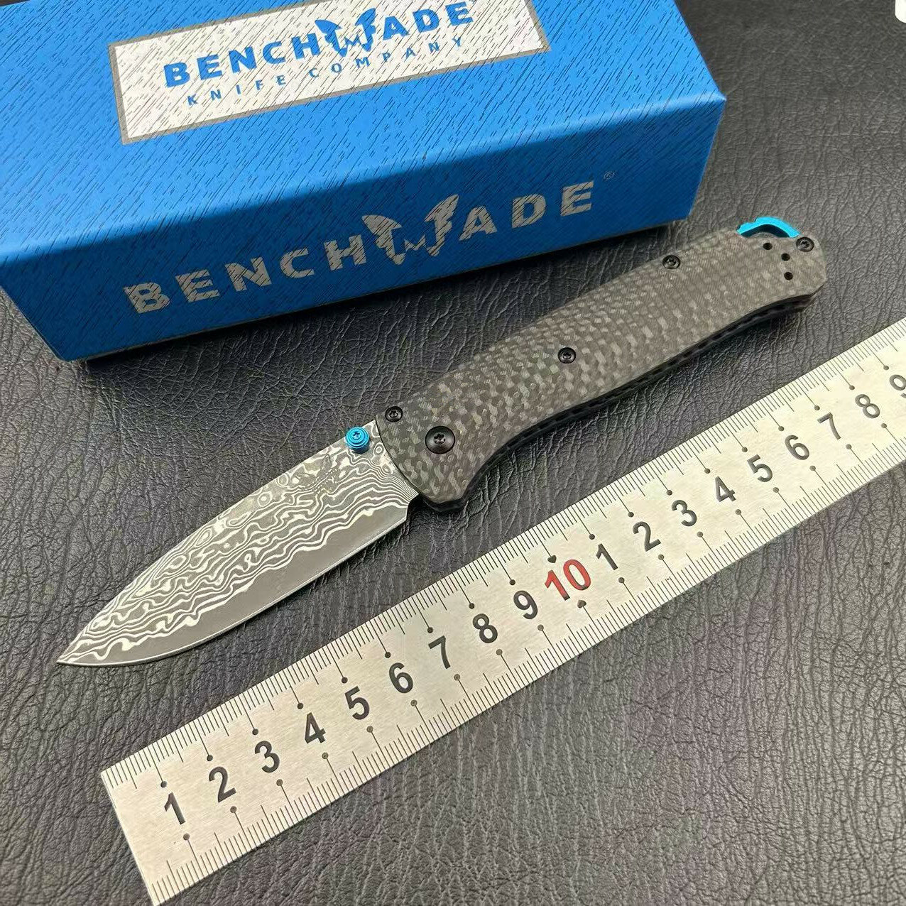 Benchmade535 Портативный карманный складной нож EDC с дамасским лезвием и карбоновой рукоятью для отдыха на природе