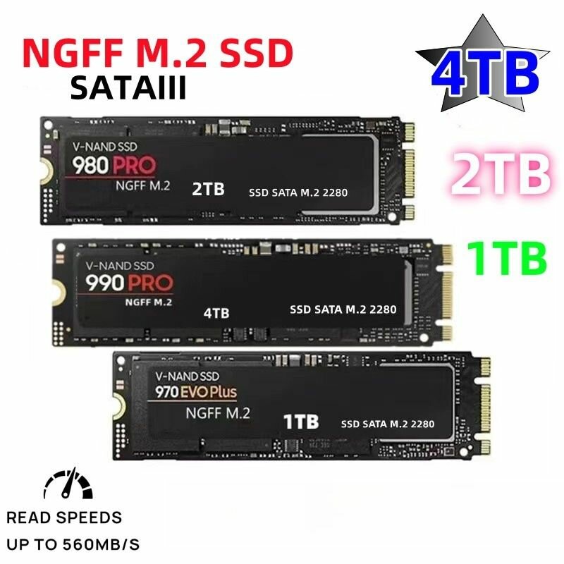 Внутренний SSD диск M.2 NGFF 2280, 512GB, скорость 550 МБ/с, TLC память 970EVO/980PRO/990PRO для ПК для ноутбука замена HDD