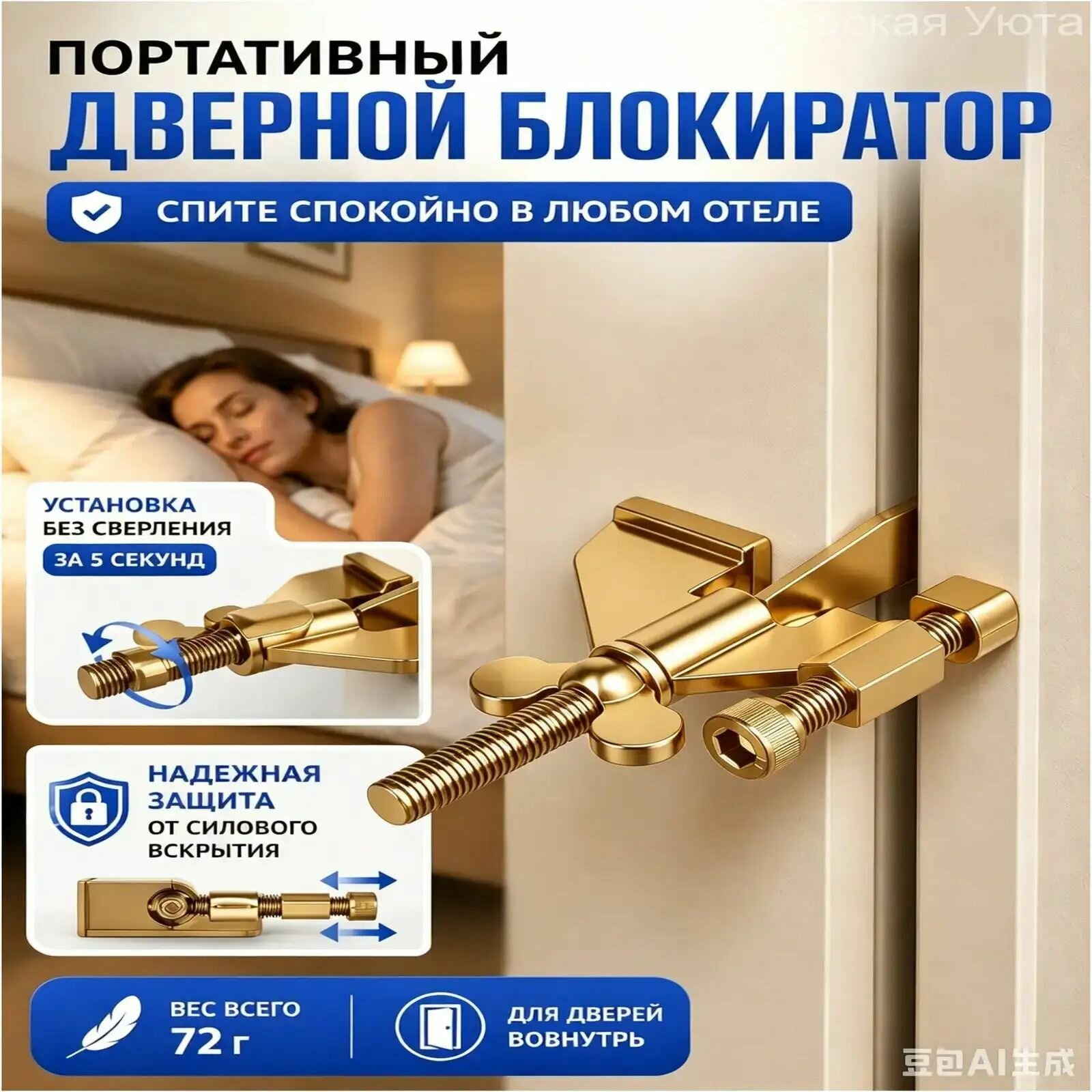 Портативный дверной замок, блокиратор дверей, подходит для одиноких женщин и для использования в поездках