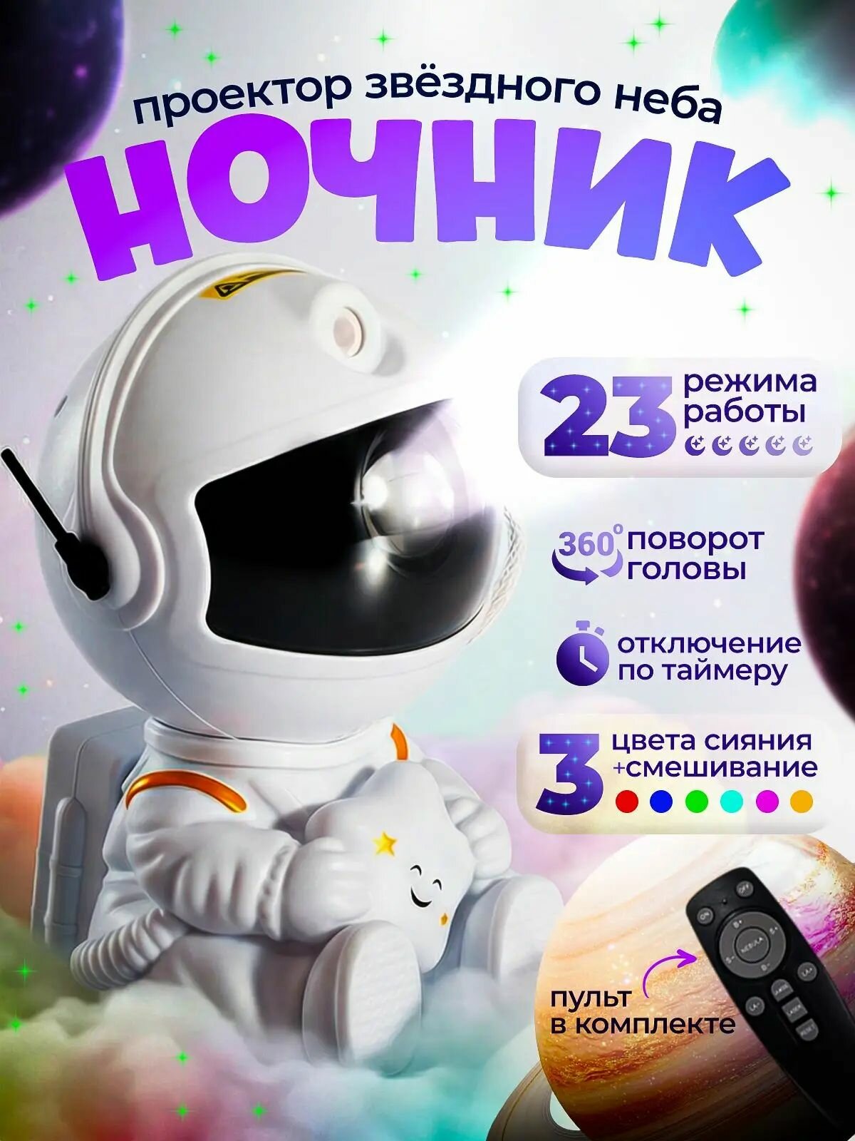Ночник звездное небо, светильник космонавт, проектор звездного неба-yl
