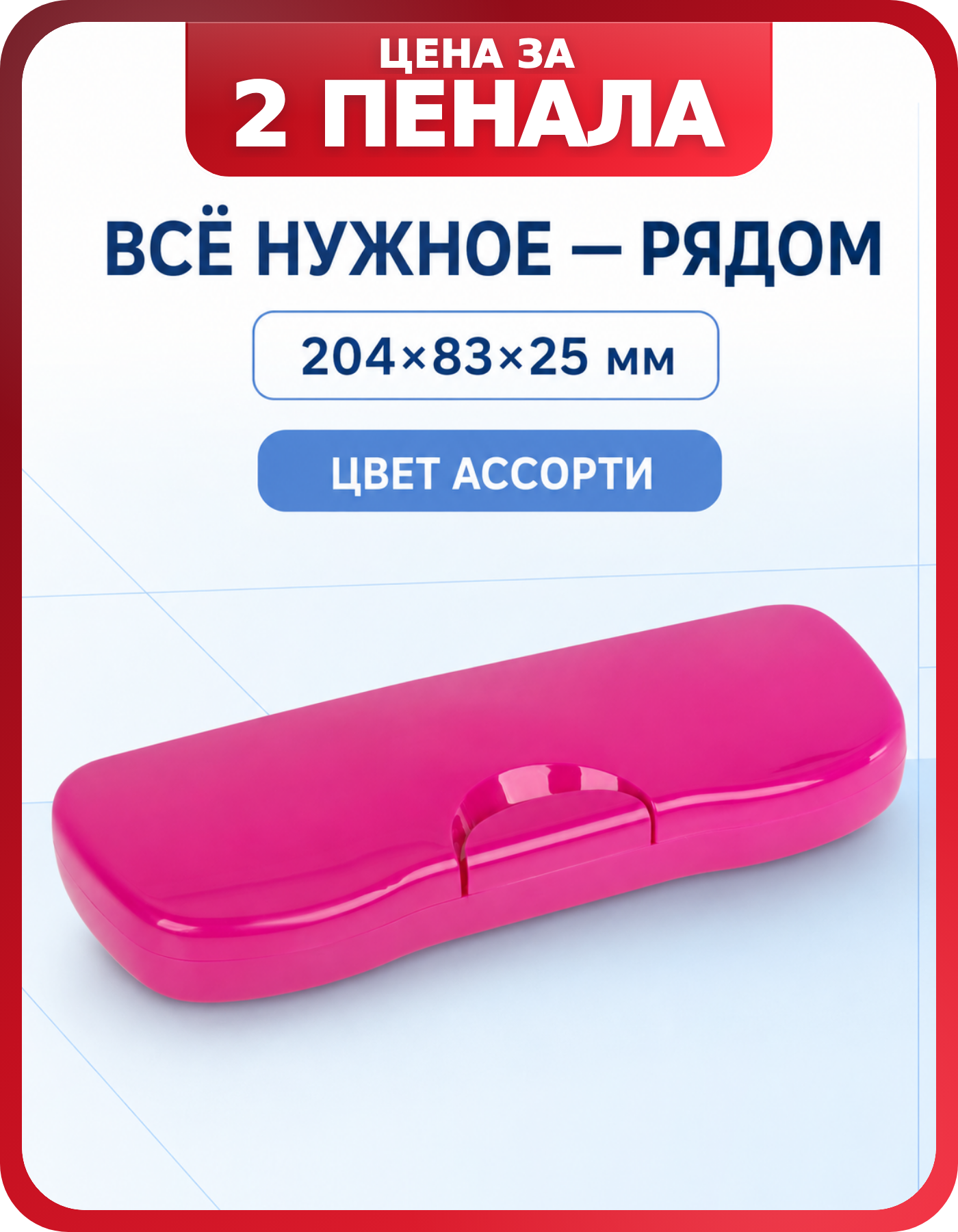 Пенал для карандашей СТАММ 204×83×25 мм, 2 шт.