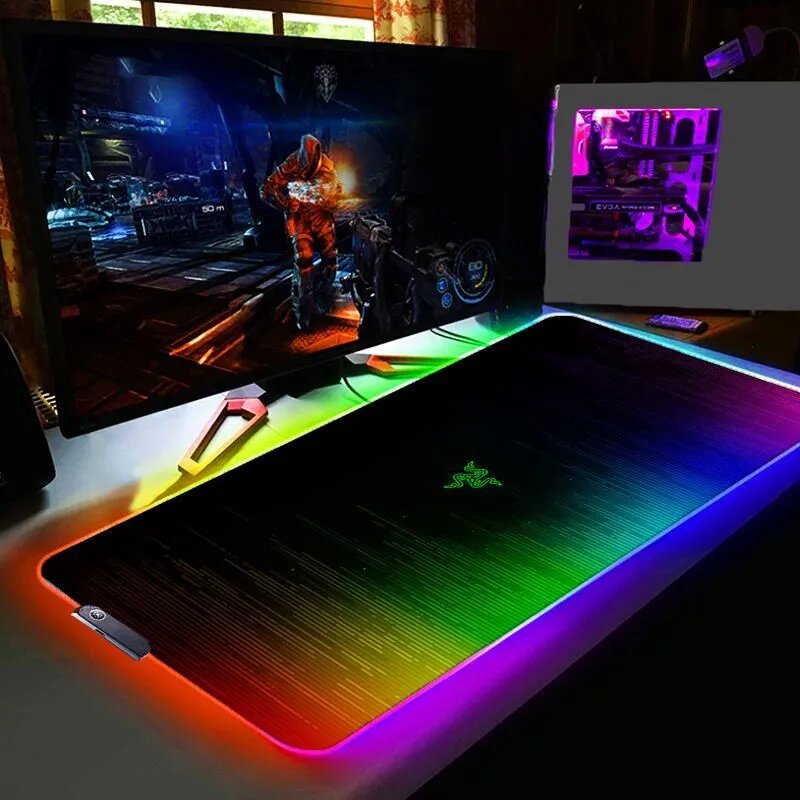 Коврик для мышки Razer XXL, горчичный, белый, Игровой коврик для мыши RGB