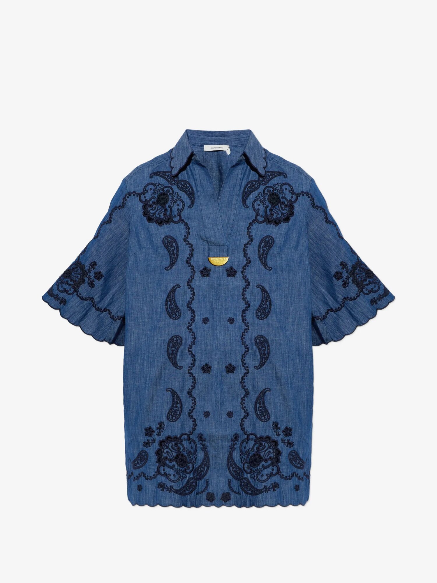 Платье Embroidered denim mini dress