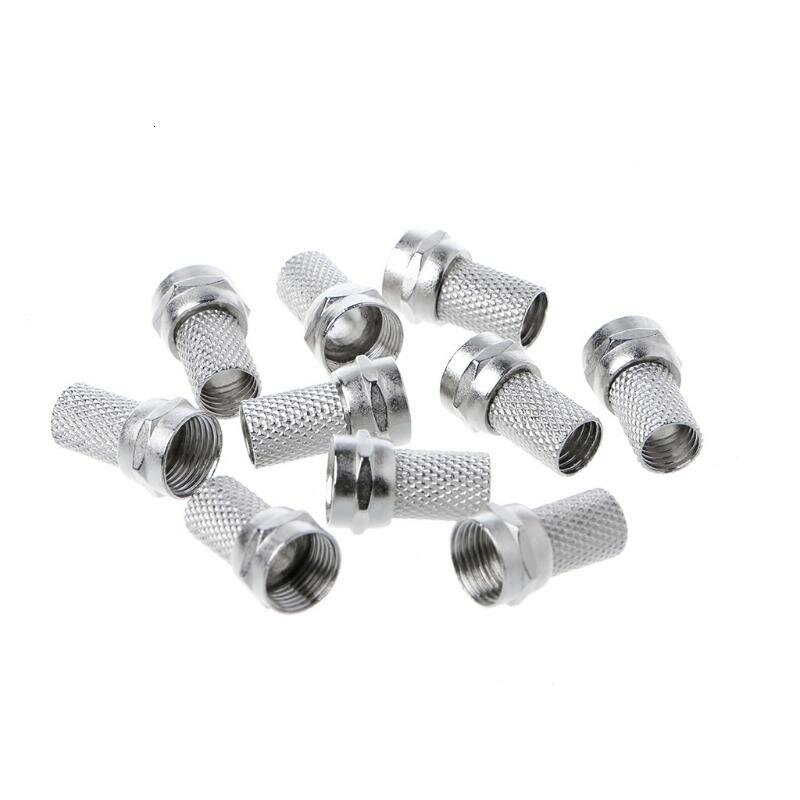 10 шт. 75-5 F-разъем накручиваемый для RG6, Silver