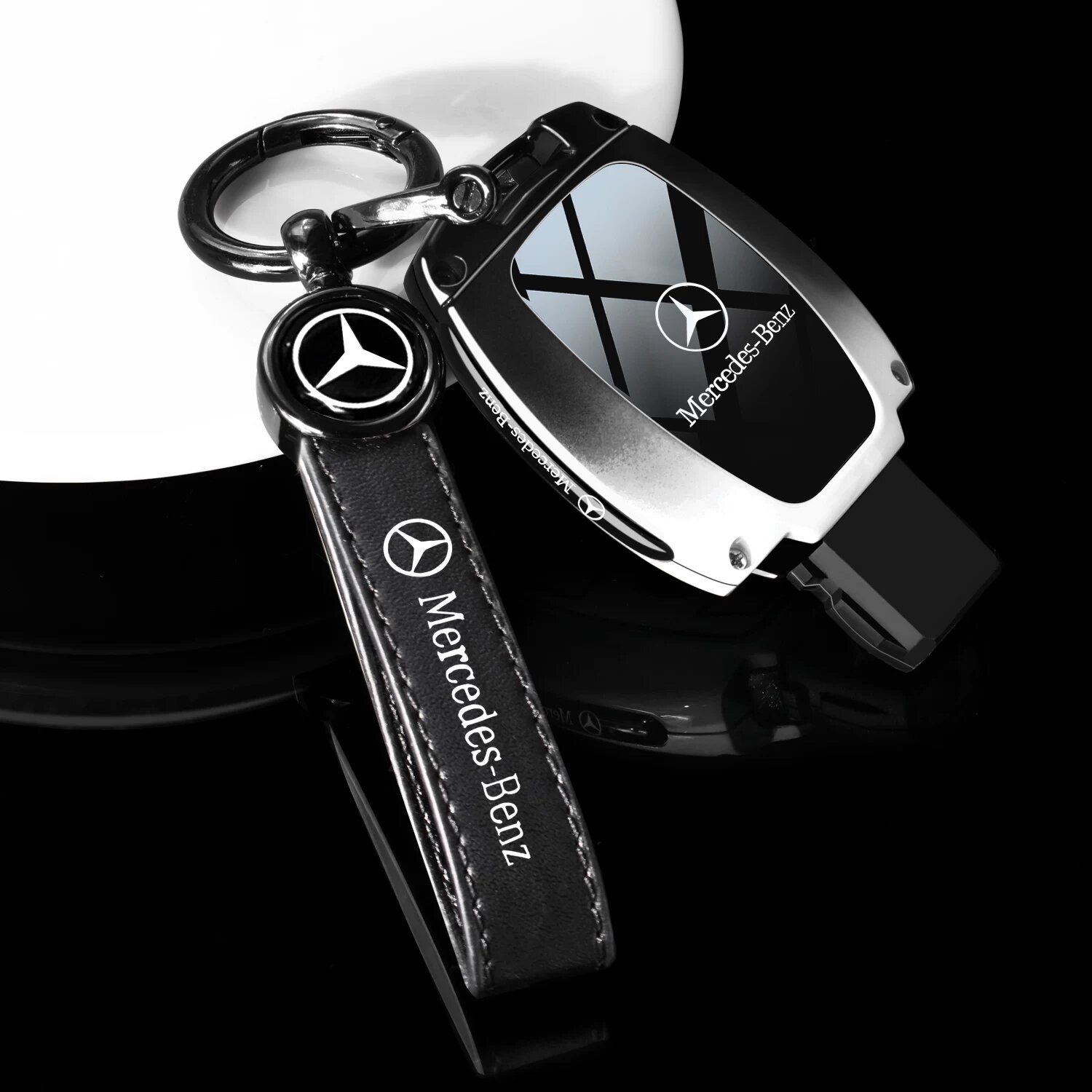 Ключевой браслет для Mercedes A-класса с градиентной двойной расцветкой черного логотипа шнурковым креплением