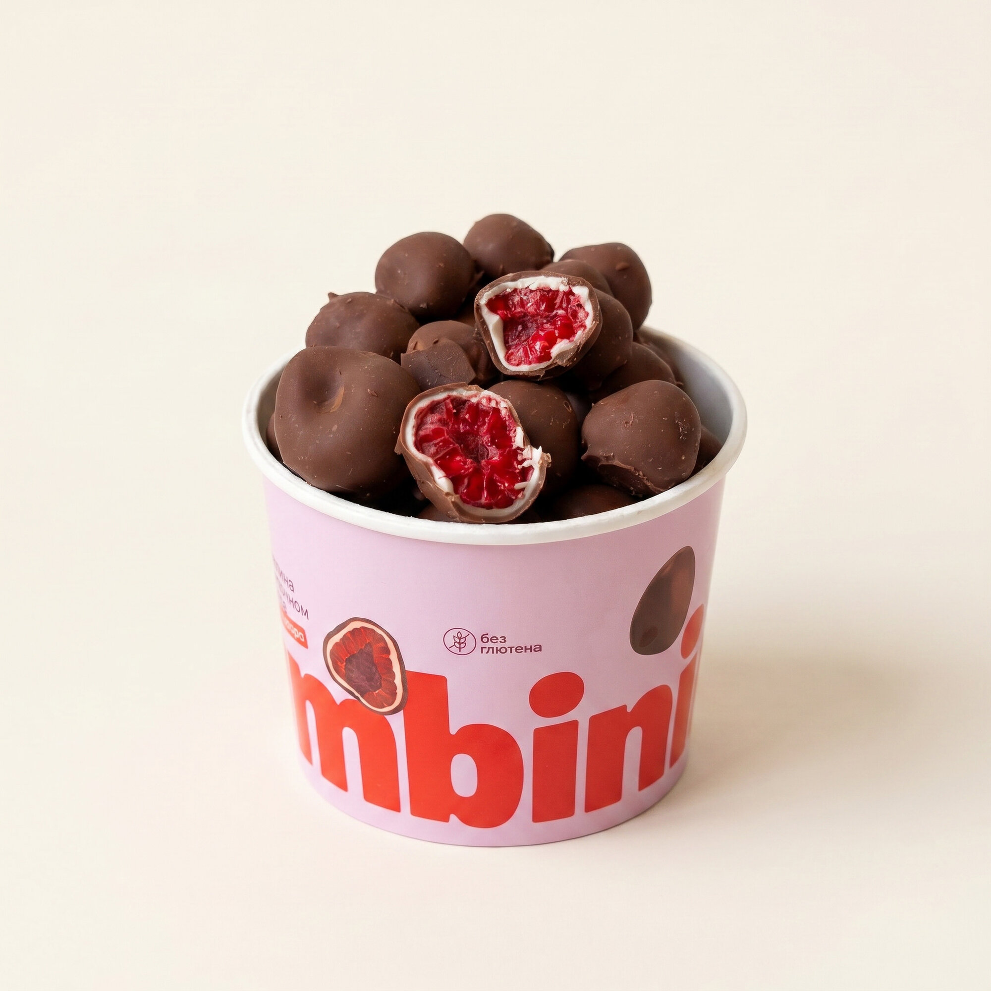 Десерт Frambini Малина в белом и молочном шоколаде, без сахара, 130 гр.