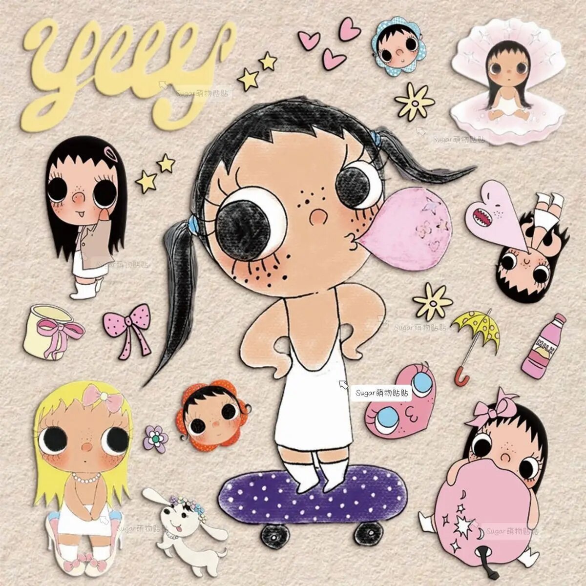 Набор наклеек MINISO Kawaii YuYu S1