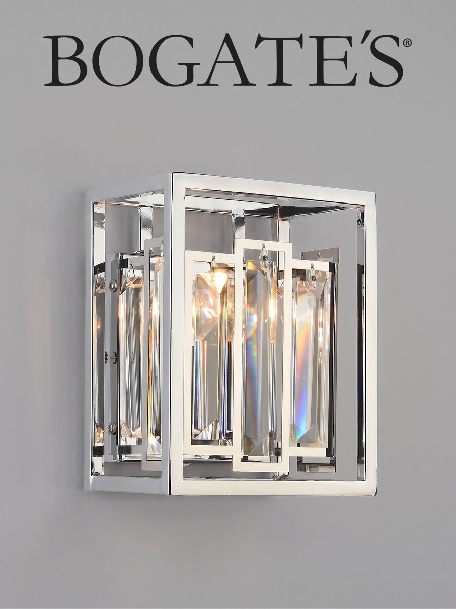 Бра / Настенный светильник Bogate's Cella 312/1, E14, 60 Вт, цвет хром/прозрачный хрусталь Strotskis