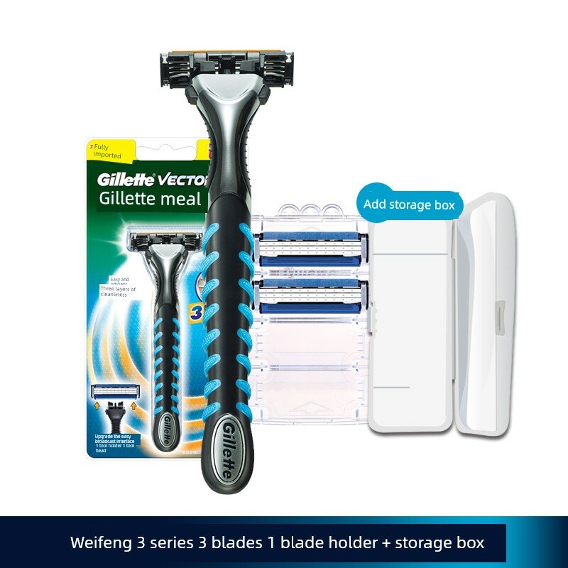 3 лезвия + бритвенный станок с кейсом, полный комплект Gillette Mach3 для бритья