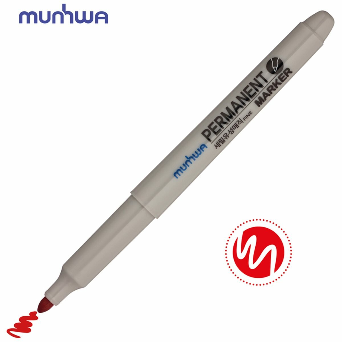 Маркер перманентный MunHwa (1.5мм, круглый наконечник, красный) (FPM-03), 144шт.