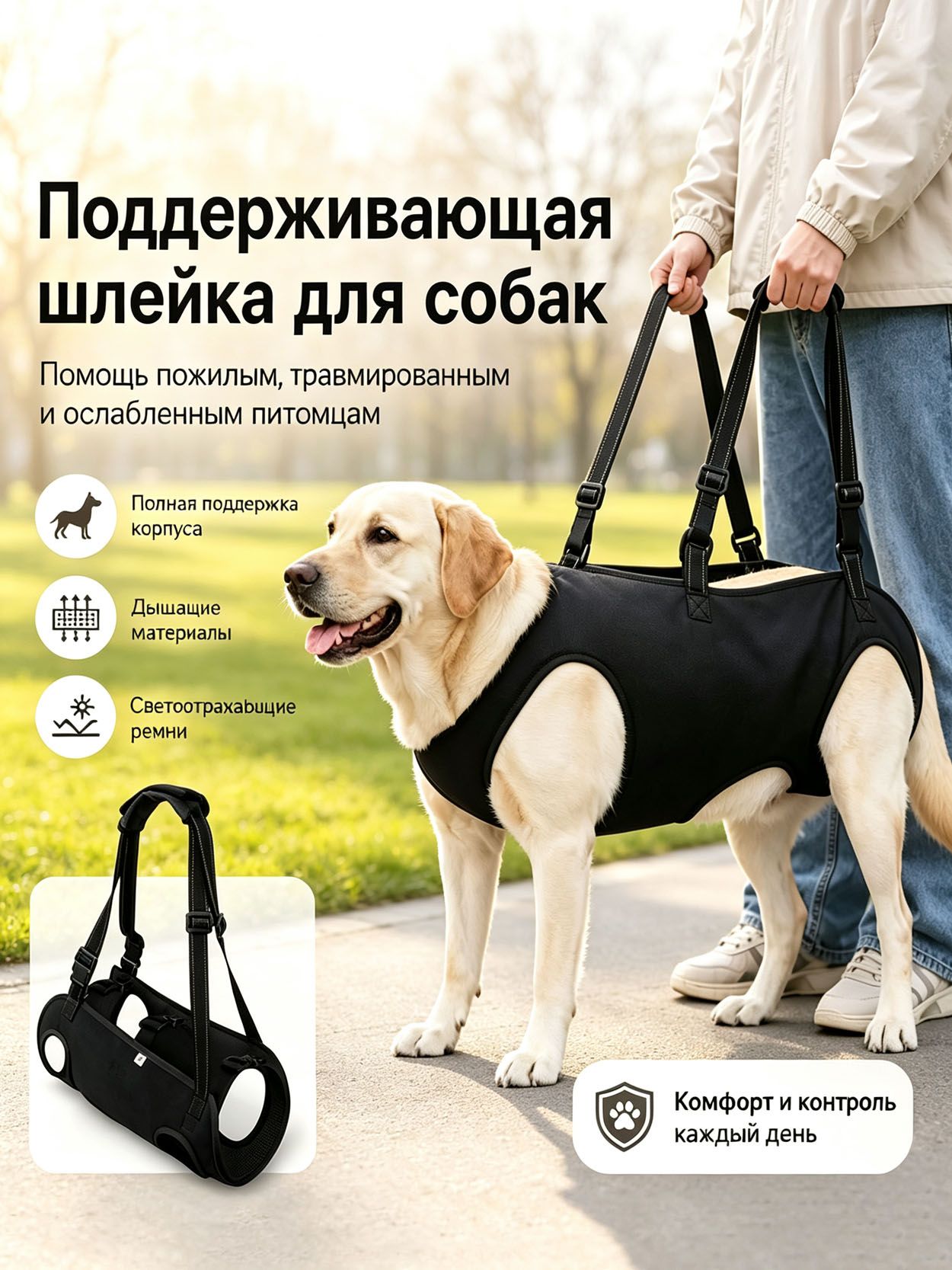 Поддерживающая шлейка для задних лап собак, чёрного и бирюзового цветов, для пожилых и послеоперационных питомцев, со светоотражающими ремнями
