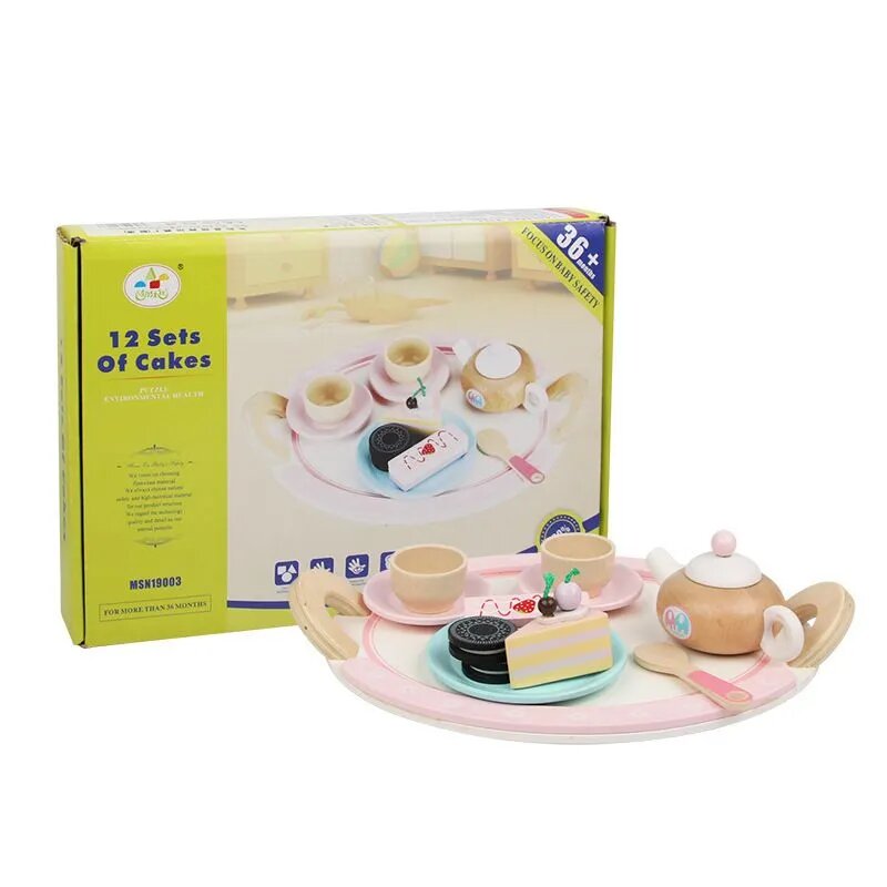 Деревянный набор для чаепития "12 Sets Of Cakes", детские ролевые игры, от 36 мес.