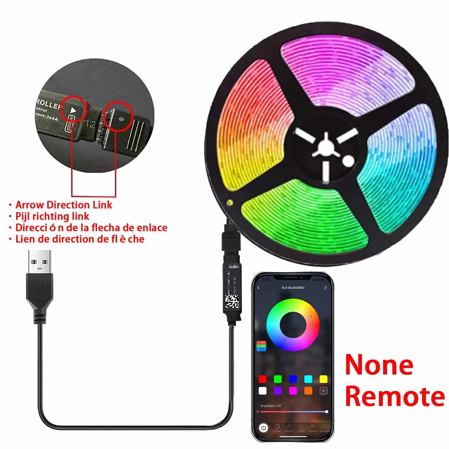 RGB Светодиодная лента 5 м для телевизора APP, 2m
