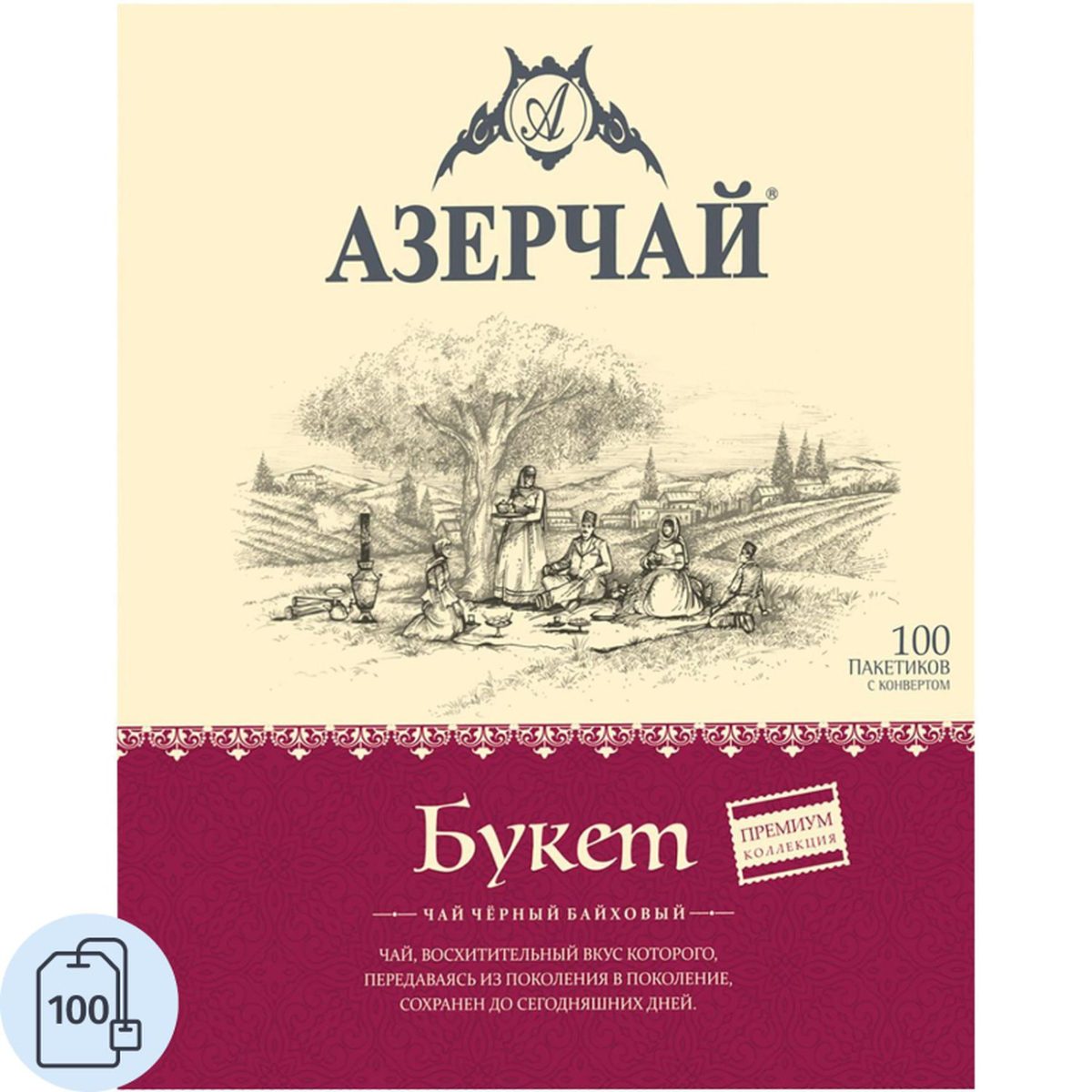 Чай Азерчай Premium Collection черный 100 пакетиков, 12 уп.