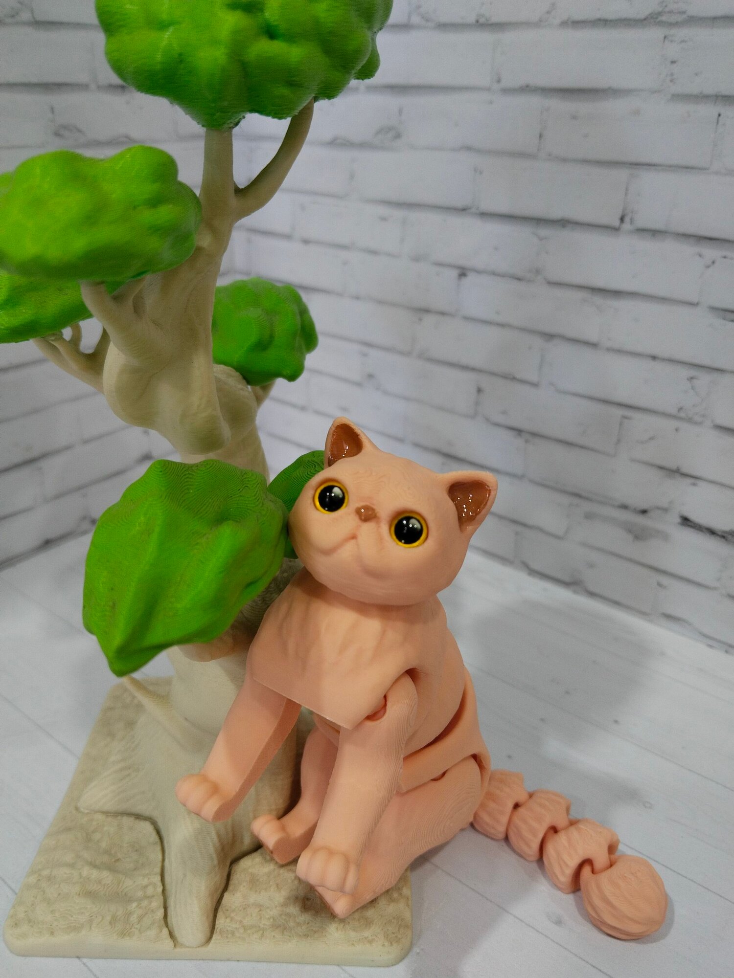 Кот Экзот, подвижная фигурка 17 см. С реалистичными живыми глазками. 3D печать. Сделано в России.