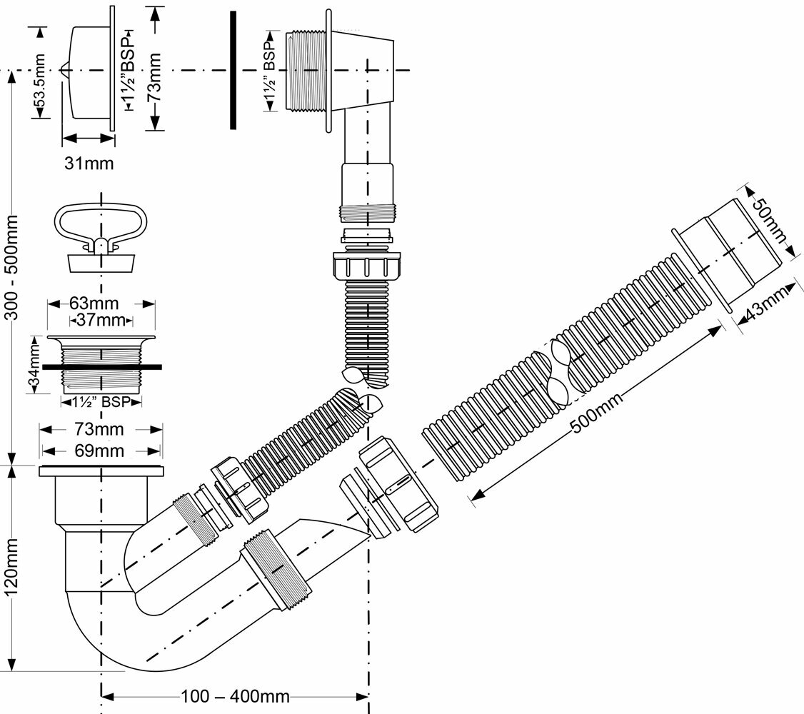 Трап для ванны MCALPINE MRB4C — фото 1