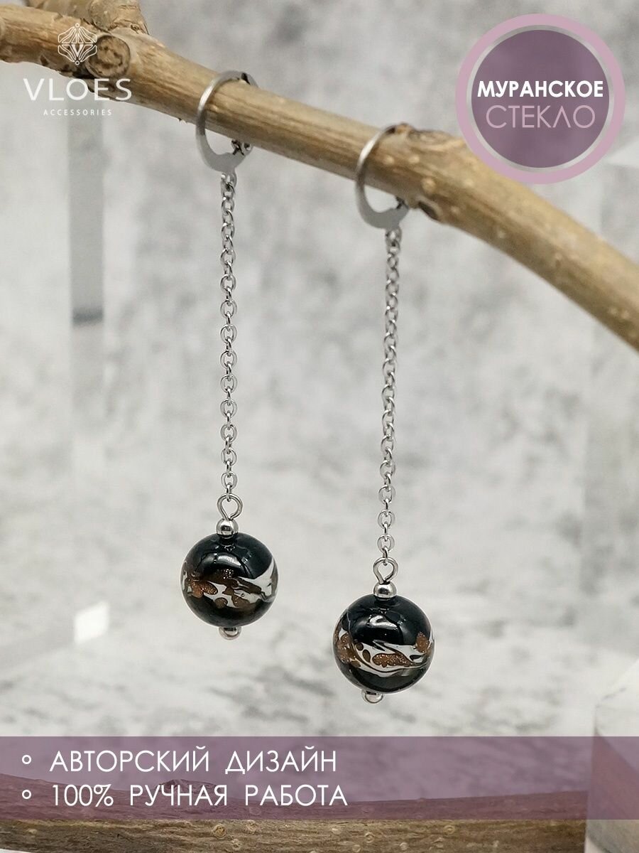 Серьги цепочки, стекло, муранское стекло