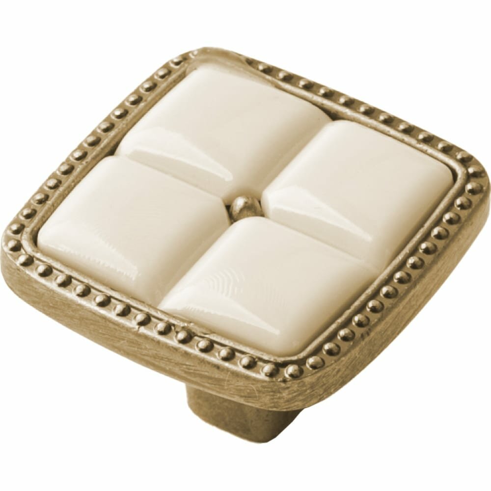 Ручка-кнопка с фарфором Kerron античная бронза/беж KF21-18 AB