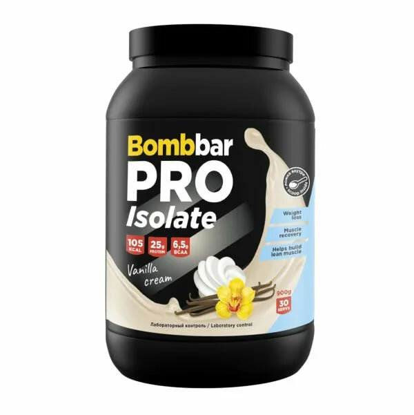 Протеин BOMBBAR PRO Isolate, 900 гр, ванильно-сливочный
