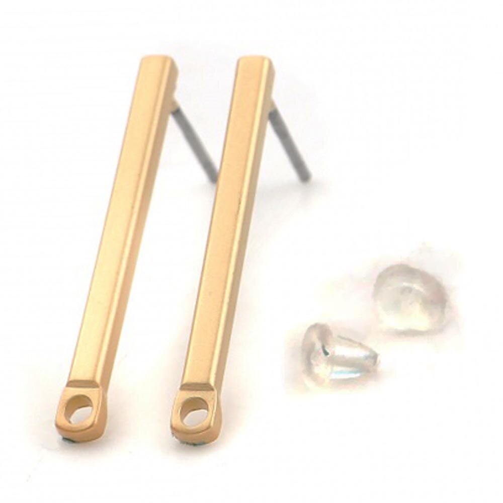 Фурнитура для бижутерии Пуссеты металлические Палочки 0001625 золотой матовый цвет 25х14х3 мм, цена за 1 пар