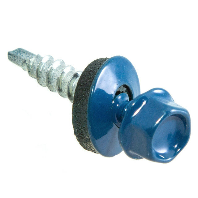 Саморез кровельный с буром 4,8x28 мм синий RAL-5005 60 шт для монтажа металлочерепицы