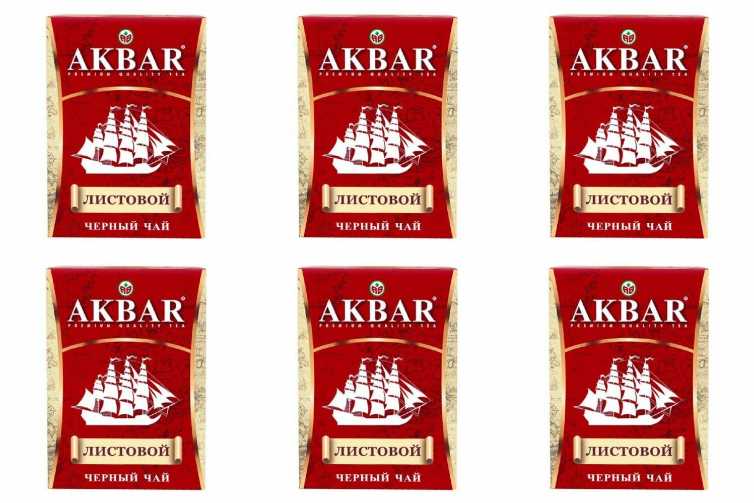 Akbar Чай черный Корабль, листовой, 90 г, 6 уп