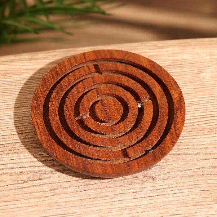 Головоломка - лабиринт «Круг», 10×10 см, дерево шишам