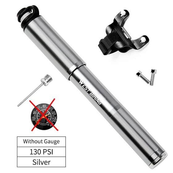 Велосипедный насос West Biking с манометром 160 PSI 033 Silver