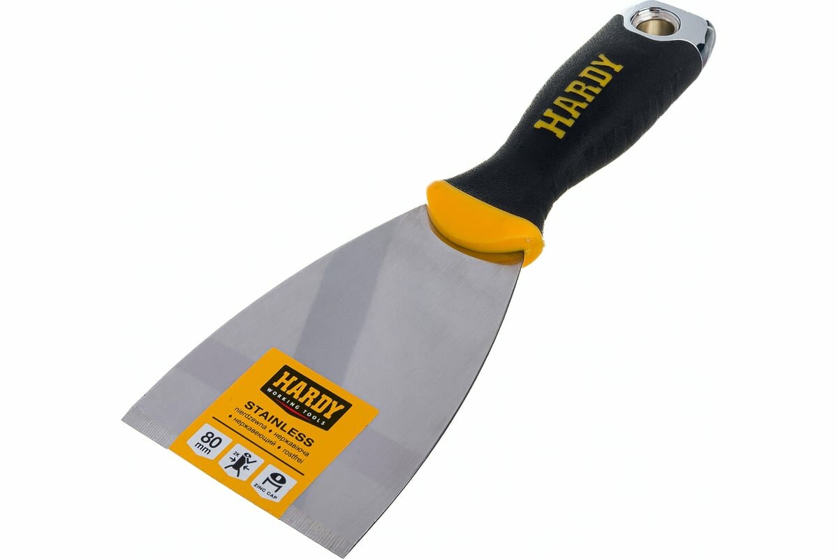 HARDY шпатель-скребок 80 мм серия 68 из нержавеющей стали ручка 2K Hardyflex 0830-680108