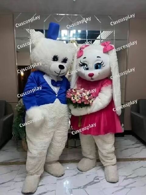 Костюм "Заяц", синий, с белым медведем, с капюшоном, размер 160-175