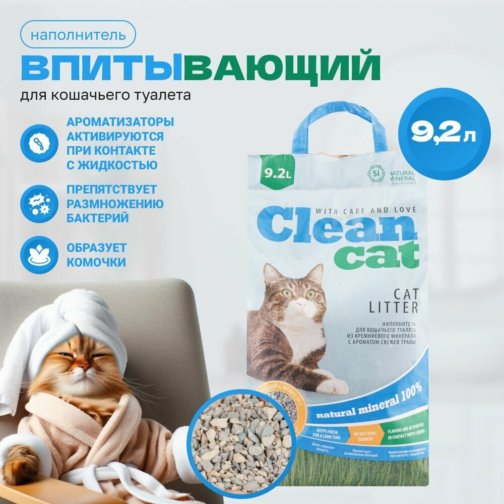 Clean Cat Наполнитель впитыв кремн 9,2л