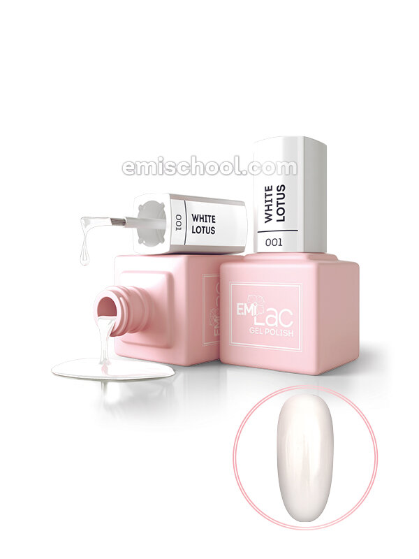 Гель-лак EMI для ногтей, E.MiLac Белый лотос 9 мл. (LF001)