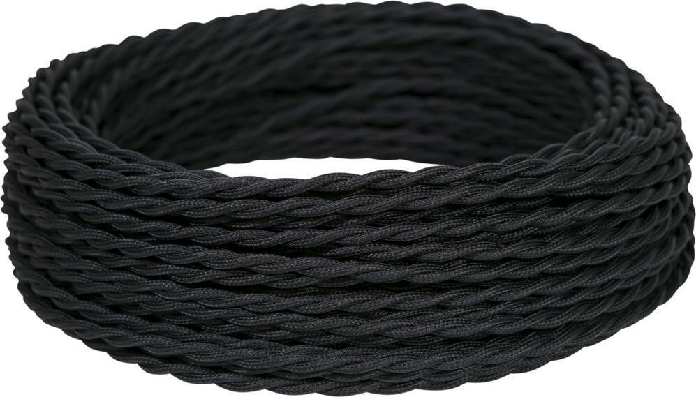 Провод монтажный витой Мезонинъ Classic 3х1.5мм в декоративной оплетке черный для открытой проводки (комплект из 5 м)