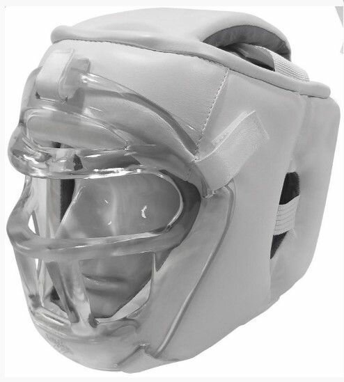 Ш35ИВ Шлем с маской для единоборств, иск. кожа (M), белый