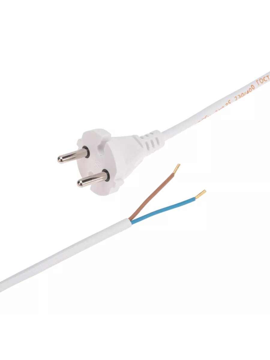 Шнур электрический с литой вилкой ПВС 2х0.75мм