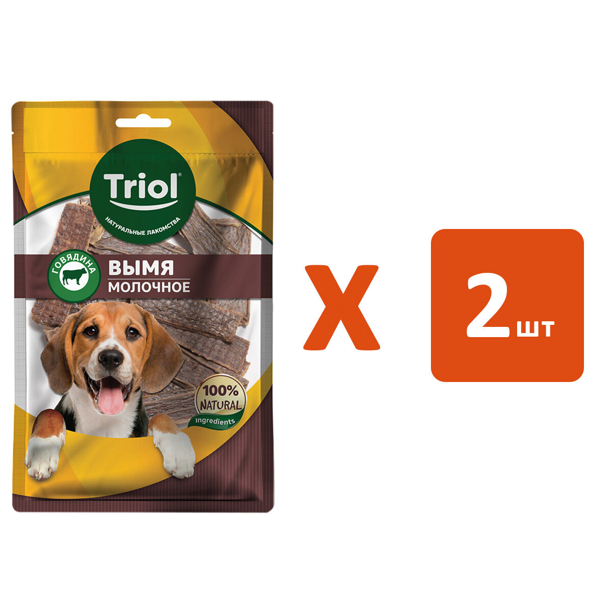 Лакомство TRIOL для собак вымя говяжье молочное 50 гр (1 шт х 2)