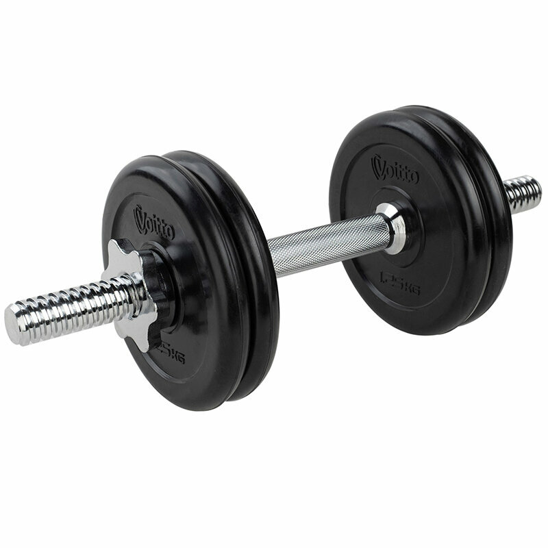 Гантель разборная обрезиненная 7 кг Voitto - d26, Комплектация №2 с железной ручкой