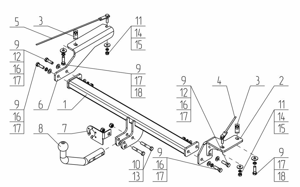 Фаркоп для JAC JS4, Москвич 3 2022- (без электрики) (паспорт и сертификат) AvtoS. JC03