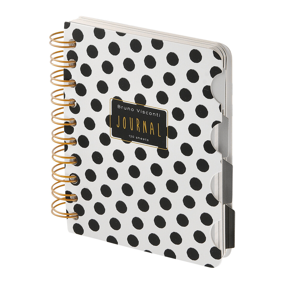 Записная книжка "ART JOURNAL" А6,120 Л. На гребне, С разделителями "Black&White. Горошек"